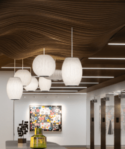 The Artistry of Custom Wood Baffles in Ceiling Design – Rulon International